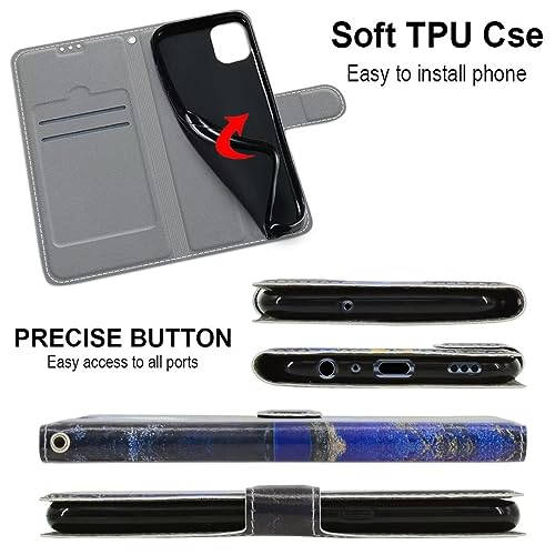 Domintell Galaxy S9 + Plus/G965 Moon Painted Wallet Case,[Card Slots] PU Leather Wallet Protection Case Magnetic Stand Flip Case Cover for Samsung Galaxy S9 + Plus Wrist Starp
