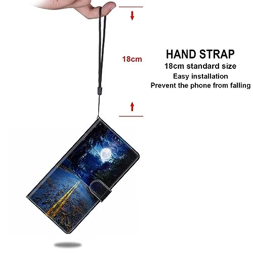 Domintell Galaxy S9 + Plus/G965 Moon Painted Wallet Case,[Card Slots] PU Leather Wallet Protection Case Magnetic Stand Flip Case Cover for Samsung Galaxy S9 + Plus Wrist Starp