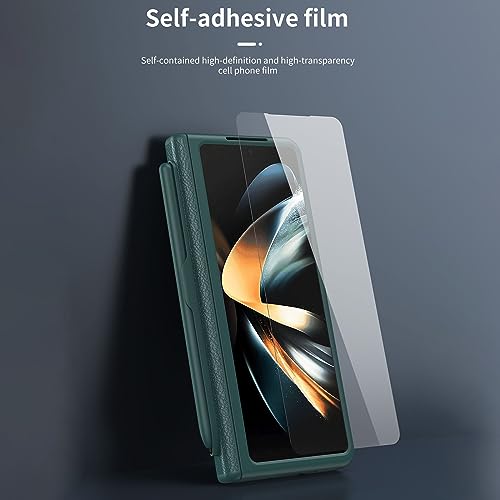 CCSmall for Samsung Galaxy Z Fold 5 5G Case with Screen Protector, S Pen Slot & Stylus Hinge Design Fine Leather Protective Phone Case with Kickstand Casefor Galaxy Z Fold5, Black