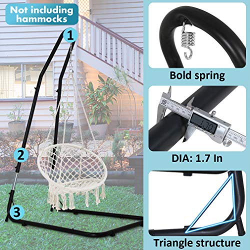 Hammock Stands Hammock Chair Stands Outdoor Solid Steel Heavy Duty Stand Only Construction for Hanging Hammock Air Porch Swing Chair Indoor(Stand Only)
