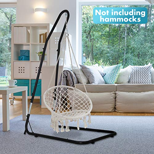Hammock Stands Hammock Chair Stands Outdoor Solid Steel Heavy Duty Stand Only Construction for Hanging Hammock Air Porch Swing Chair Indoor(Stand Only)