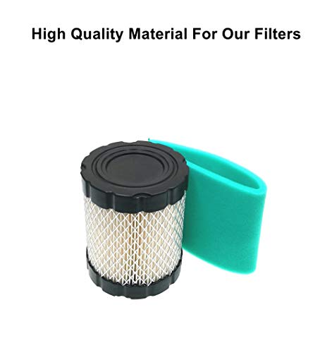 MOWFILL 2 Pack 798897 794935 Air Cleaner Cartridge Filter with 593217 Pre Filter Replace for Briggs Stratton 653412, 592496 Fits 44M977 44P977 44Q977 49L977 49M977 Lawn Mower Air Filter