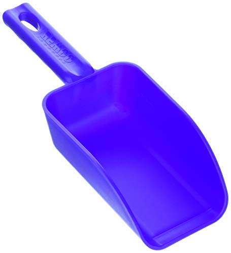 RubbermaidRubbermaid Mini Resin Weather Resistant Outdoor Garden Storage Deck Box, Mocha & Vikan Remco 63003 Color-Coded Plastic Hand Scoop, 16 oz, BlueVikan