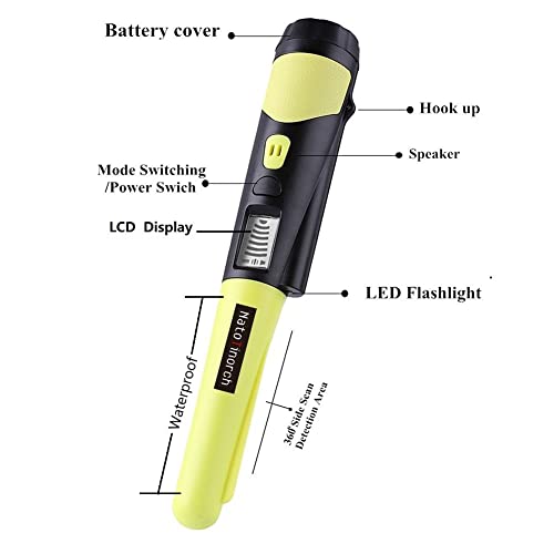 Metal Detector Pinpointer Waterproof,LCD Display with High Sensitivity,360° Scanning,Sound/Vibration Indication(Three Mode) Holster/Hanging Wire