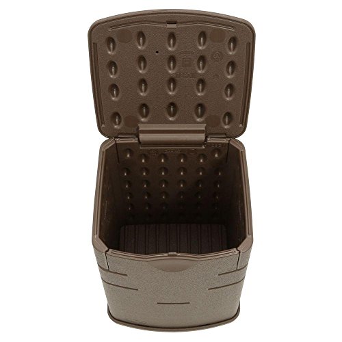 RubbermaidRubbermaid Mini Resin Weather Resistant Outdoor Garden Storage Deck Box, Mocha & Vikan Remco 63003 Color-Coded Plastic Hand Scoop, 16 oz, BlueVikan