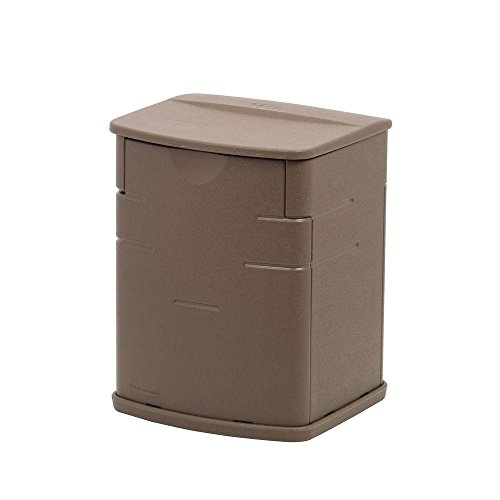 RubbermaidRubbermaid Mini Resin Weather Resistant Outdoor Garden Storage Deck Box, Mocha & Vikan Remco 63003 Color-Coded Plastic Hand Scoop, 16 oz, BlueVikan