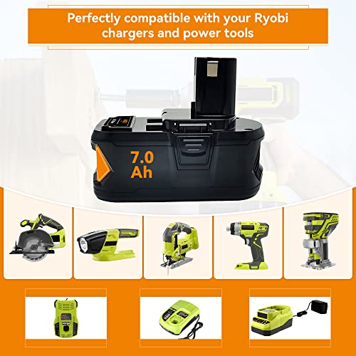 VANON 7.0Ah P108 18v Replacement for ryobi 18v Battery 1 Pack Lithium Ion High Capacity Batteries Compatible with P108 P102 P103 P104 P105 P106 P107 P109 P122 BPL18151 BPL1820 Cordless Tool