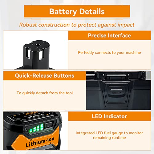 VANON 7.0Ah P108 18v Replacement for ryobi 18v Battery 1 Pack Lithium Ion High Capacity Batteries Compatible with P108 P102 P103 P104 P105 P106 P107 P109 P122 BPL18151 BPL1820 Cordless Tool
