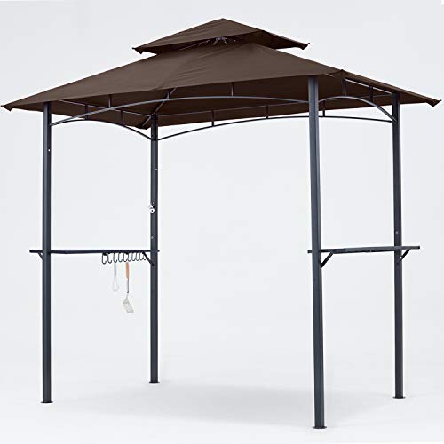 MASTERCANOPY 8 x 5 Grill Gazebo Outdoor BBQ Gazebo Canopy with 2 LED Lights (Brown)