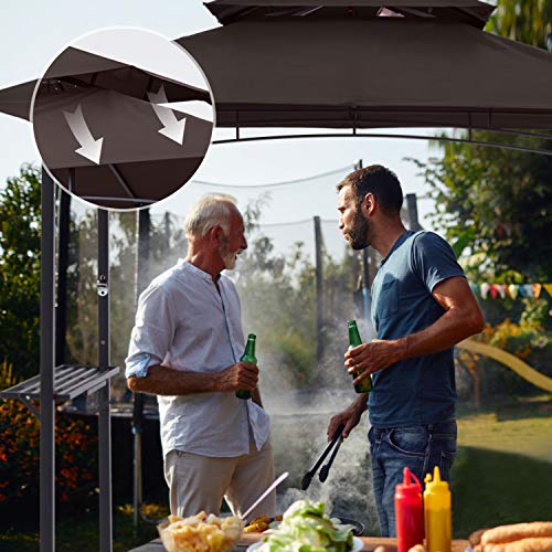 MASTERCANOPY  8 x 5 Grill Gazebo Outdoor BBQ Gazebo Canopy with 2 LED Lights (Brown)