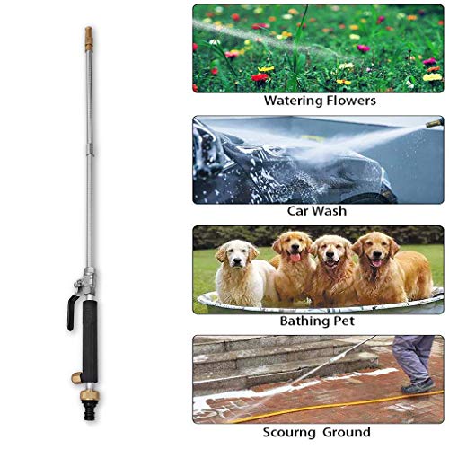 Hydro Jet High Pressure Power Washer-high pressure cleaning tool Extra Long Extendable Wand,Flexible Water Hose Universal Nozzle,Gutter Patio Car Pet Window Cleaning tool black