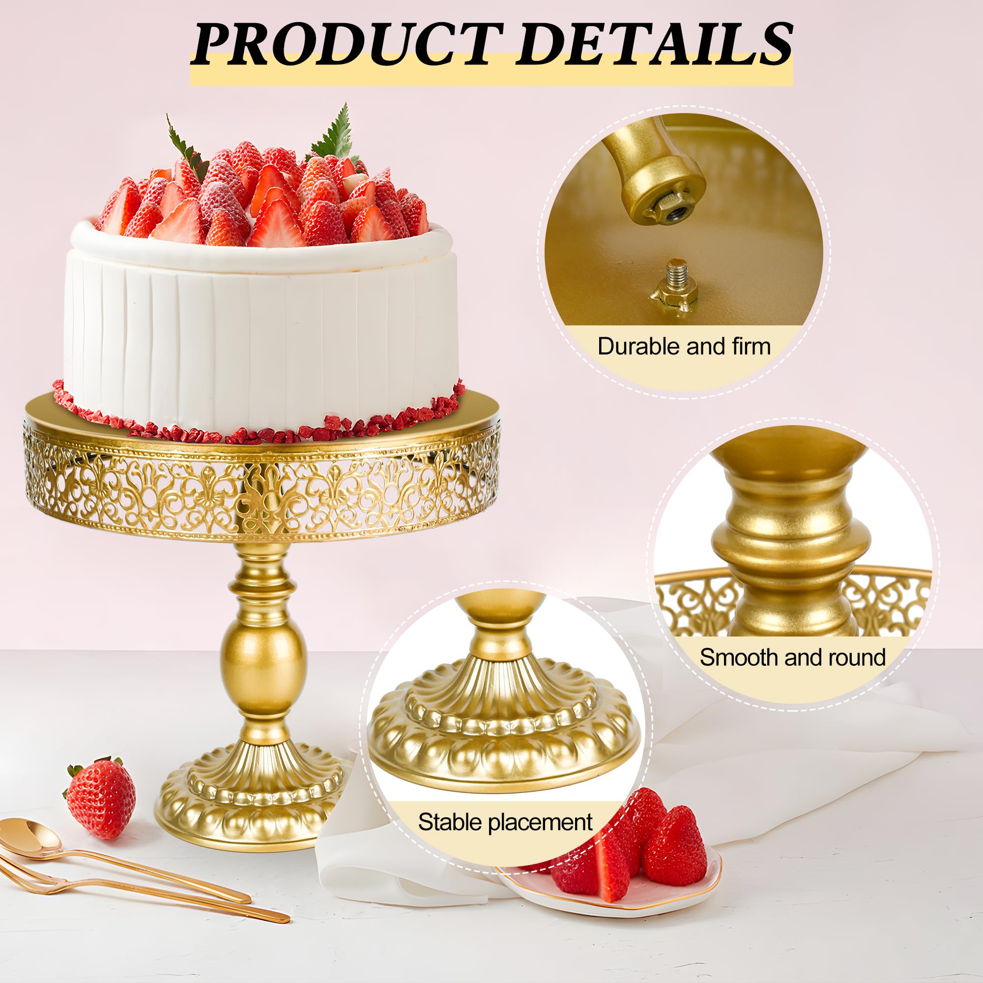 3-Pack Cake Stands, Round Metal Cupcake Stands for Dessert Table, Dessert Display Cake Stands, Brithday Wedding Party Celebration Dessert Cake Display Plates(Gold)