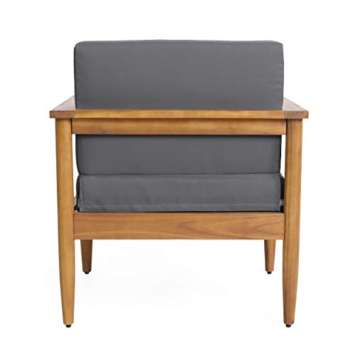 Christopher Knight Home Eudora Outdoor Acacia Wood Club Chair (Set of 2), Teak and Dark Gray