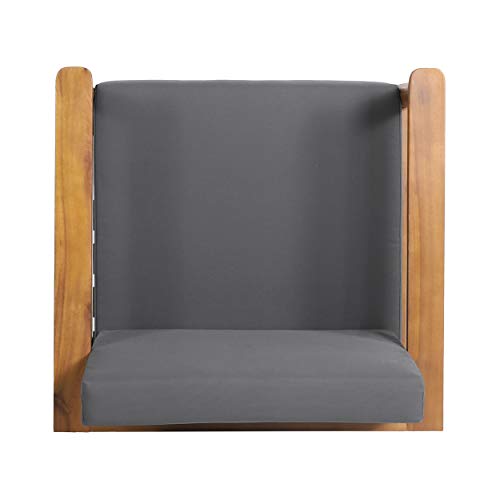 Christopher Knight Home Eudora Outdoor Acacia Wood Club Chair (Set of 2), Teak and Dark Gray