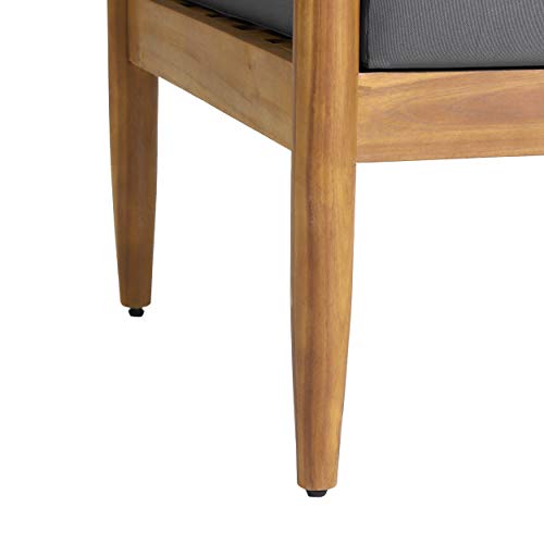Christopher Knight Home Eudora Outdoor Acacia Wood Club Chair (Set of 2), Teak and Dark Gray