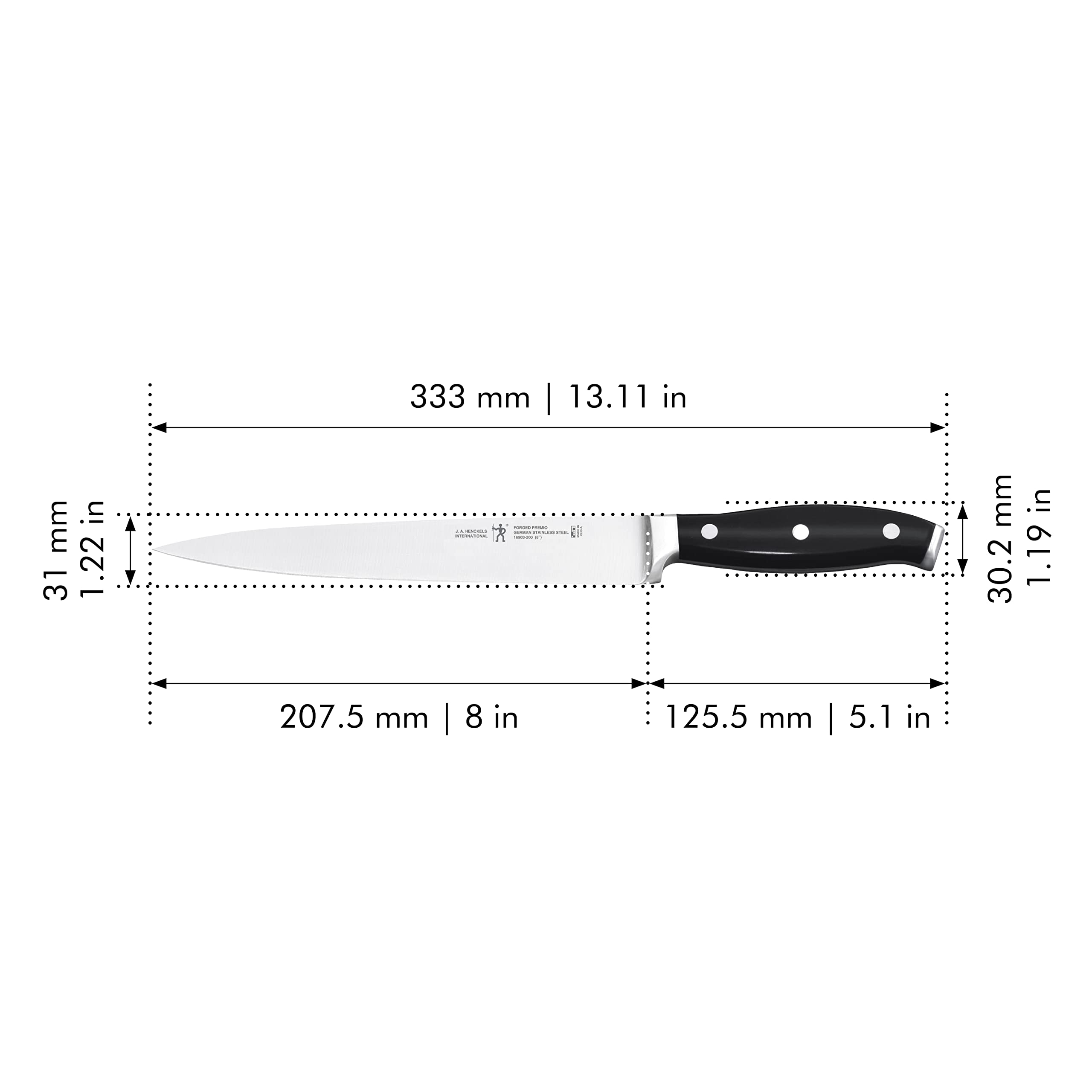 HENCKELS Forged Premio Carving Knife, 8-inch, Black/Stainless Steel