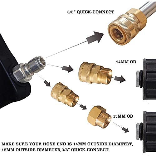 Xiny Tool 19 FT Pressure Washer Telescoping Extension Wand 4000 PSI, Maximum Telescoping Length of 19 Ft including 2 x 1/4 inch Wands, 2 Adapters, 5 Nozzle Tips and Belt for Pressure Washers