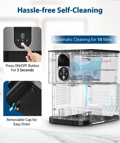 Joy Pebble Nugget Ice Maker Dispenser, Self Dispensing Pellet Ice Maker, 44lbs/24H, 15mins Quick Ice Make, 3.3lbs Ice Storage, Ice Full Indicator, Self-Cleaning, Home, Kitchen, Bar, Party