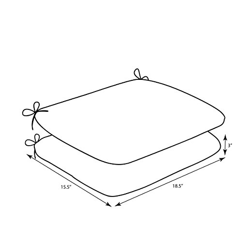 Pillow Perfect - 636559 Outdoor/Indoor Belk Shadow Round Corner Seat Cushions, 18.5" x 15.5", Black, 2 Pack