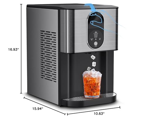 Joy Pebble Nugget Ice Maker Dispenser, Self Dispensing Pellet Ice Maker, 44lbs/24H, 15mins Quick Ice Make, 3.3lbs Ice Storage, Ice Full Indicator, Self-Cleaning, Home, Kitchen, Bar, Party