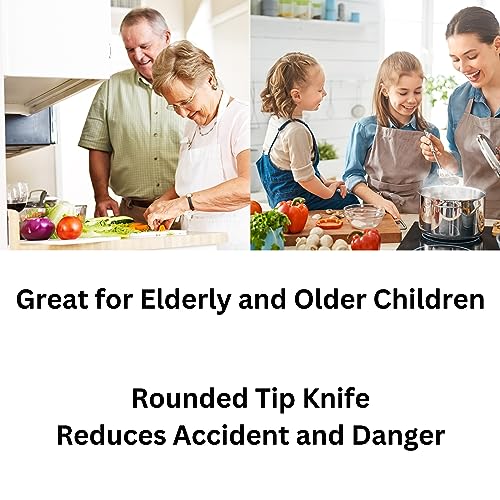 Rounded Tip Knife/Safety Blunt Knives/Cutlery for Cutting Slicing Fruit and Vegetable / 4.5 inches Smooth Sharp blade/Slice and Cut Kitchen Tools (Rounded Tip Penquin Brand)