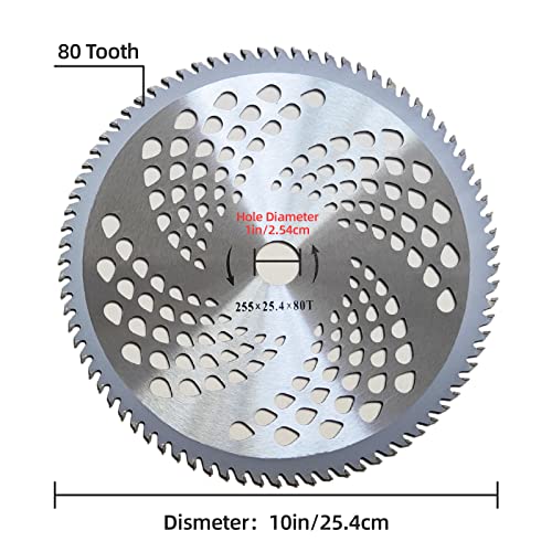 9" x 20T Chainsaw Tooth Brush Cutter Blade,10" x 80T Carbide Tip Brush Blades with Universal Adapter Kit,Premium Stainless Steel Trimmer Head Compatible with Cutter, Trimmer, Weed Eater (2 Pack)