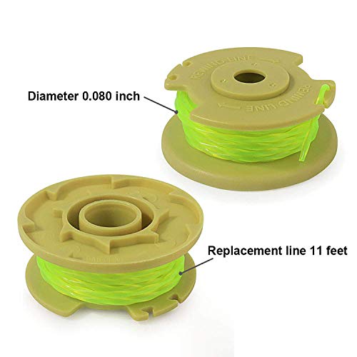 THTEN 0.080" 11ft Replacement Trimmer Spool Compatible Ryobi One Plus AC80RL3 for Ryobi 18v, 24v, and 40v Cordless Trimmers (6 Pack)
