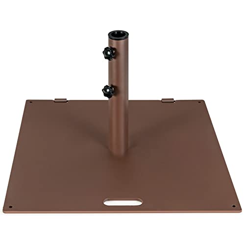 Tangkula 50 LBS Patio Umbrella Stand, Heavy Duty Umbrella Stand w/Wheels & Handle, Fits for 1.6’’-1.9’’ Umbrella Pole, Outdoor Square Umbrella Base for Deck, Pool, Garden, Backyard (Bronze)