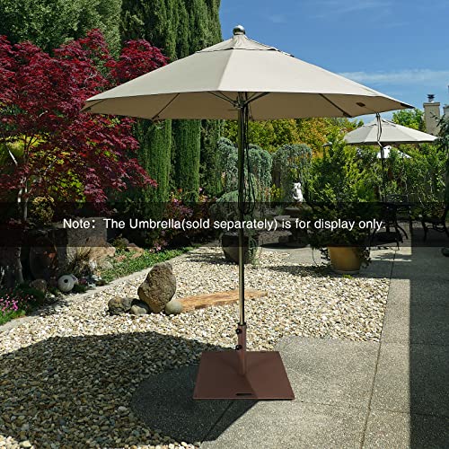 Tangkula 50 LBS Patio Umbrella Stand, Heavy Duty Umbrella Stand w/Wheels & Handle, Fits for 1.6ββ-1.9ββ Umbrella Pole, Outdoor Square Umbrella Base for Deck, Pool, Garden, Backyard (Bronze)