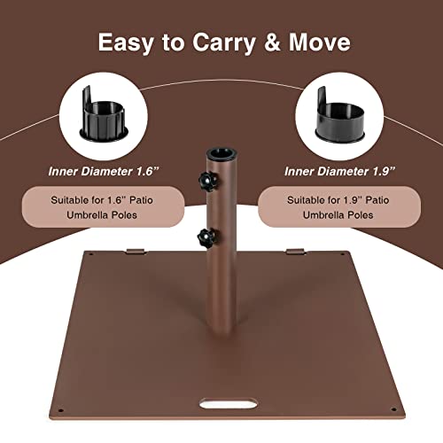 Tangkula 50 LBS Patio Umbrella Stand, Heavy Duty Umbrella Stand w/Wheels & Handle, Fits for 1.6ββ-1.9ββ Umbrella Pole, Outdoor Square Umbrella Base for Deck, Pool, Garden, Backyard (Bronze)