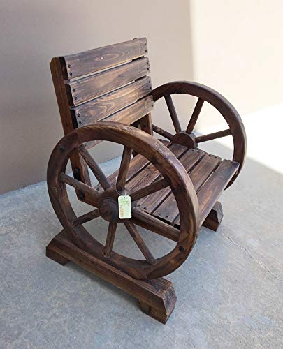 Koehler Home Outdoor Garden Yard Decorative Wagon Wheel Armrest Relaxing Charming Wood Chair