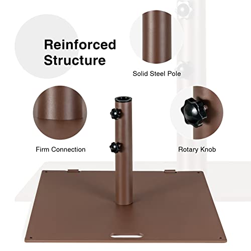 Tangkula 50 LBS Patio Umbrella Stand, Heavy Duty Umbrella Stand w/Wheels & Handle, Fits for 1.6ββ-1.9ββ Umbrella Pole, Outdoor Square Umbrella Base for Deck, Pool, Garden, Backyard (Bronze)