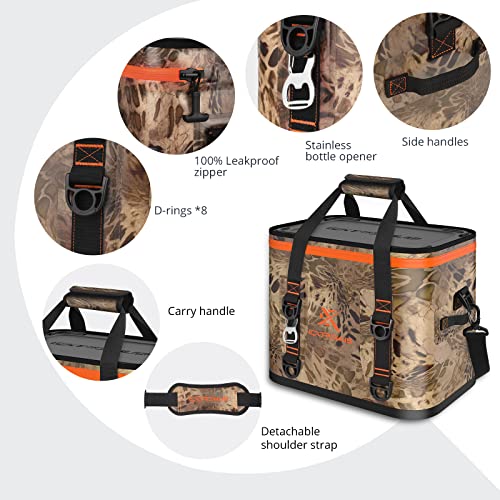 Extremus Rendu Soft Cooler, 30Cans/38L Insulated Cooler Bag, Portable and Waterproof Beach Cooler with 100% Leakproof Zipper, Large Capacity for Fishing, Kayaking, Camping, Beaches & Trips