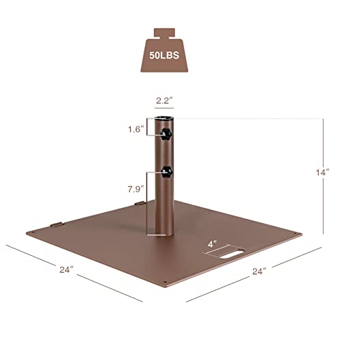 Tangkula 50 LBS Patio Umbrella Stand, Heavy Duty Umbrella Stand w/Wheels & Handle, Fits for 1.6ββ-1.9ββ Umbrella Pole, Outdoor Square Umbrella Base for Deck, Pool, Garden, Backyard (Bronze)