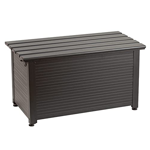 TECSPACE 100KG bearing capacity, swimming pool/indoor/outdoor storage box ，100% Aluminum Deck Box Outdoor/Indoor Storage Box Waterproof,Japanese Environmental Spray &Sun Protection Technology,Black Patio Storage Box For Cushion,Garden Tools,Pool Toys