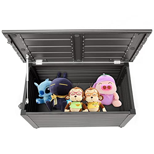 TECSPACE 100KG bearing capacity, swimming pool/indoor/outdoor storage box ，100% Aluminum Deck Box Outdoor/Indoor Storage Box Waterproof,Japanese Environmental Spray &Sun Protection Technology,Black Patio Storage Box For Cushion,Garden Tools,Pool Toys