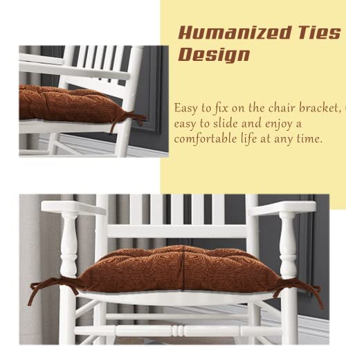 Big Hippo Rocking Chair Cushion Set, Tufted Chair Pads Seat and Seatback for Home, Indoor and Office,Brown