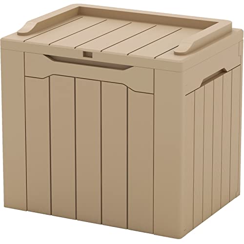 Patiowell 30 Gallon Resin Deck Box, Outdoor Storage Box for Patio Furniture, Deliveries, Pool Supplies,Waterproof and Lockable, Light Borwn