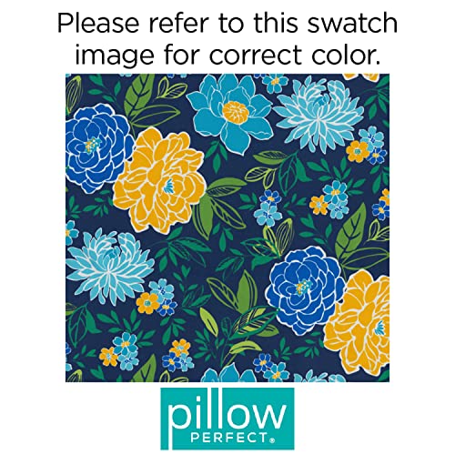 Pillow Perfect Outdoor/Indoor Spring Bling Blue Tufted Seat Cushions (Round Back), 1 Count (Pack of 1), 2