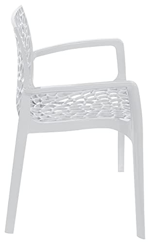 Green Boheme Gruvyer Indoor Outdoor Armchairs 4 Chairs, White, Patio, Dining, Pool, Garden, Stacking, Never Rusts, Italian