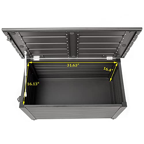 TECSPACE 100KG bearing capacity, swimming pool/indoor/outdoor storage box ，100% Aluminum Deck Box Outdoor/Indoor Storage Box Waterproof,Japanese Environmental Spray &Sun Protection Technology,Black Patio Storage Box For Cushion,Garden Tools,Pool Toys