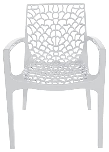 Green Boheme Gruvyer Indoor Outdoor Armchairs 4 Chairs, White, Patio, Dining, Pool, Garden, Stacking, Never Rusts, Italian