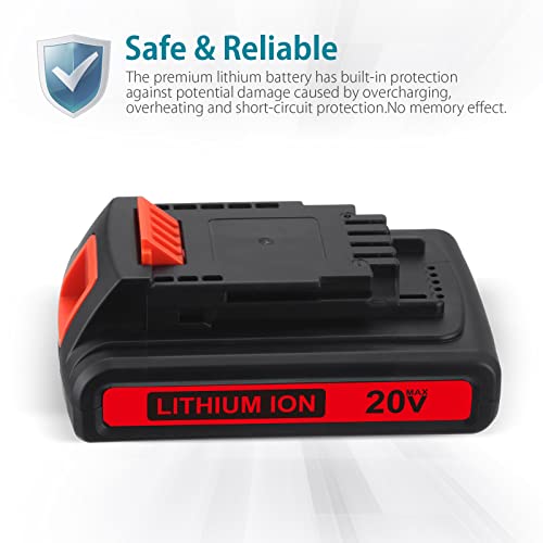 ORHFS 2 Packs 3000mAh 20V LBX20 Battery Replacement for Black and Decker 20V Battery LBXR20 LB20 LBX20 LBX4020, Compatible with Black & Decker 20v Cordless Power Tools