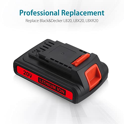 ORHFS 2 Packs 3000mAh 20V LBX20 Battery Replacement for Black and Decker 20V Battery LBXR20 LB20 LBX20 LBX4020, Compatible with Black & Decker 20v Cordless Power Tools
