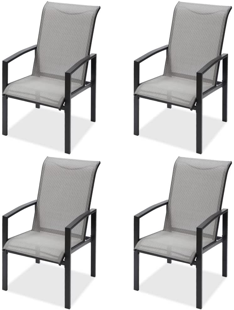 Dulce Domi Patio Chairs Set of 4, Rust-Free Outdoor Chairs W/Metal Slat Finish, 2x1 Textilene Dining Chairs Set of 4, Patio Chairs L23”xW22”xH38” Max Weight 280 Lbs