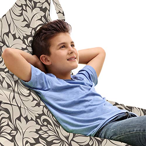 Ambesonne Vintage Leaves Lounger Chair Bag, Curved Leafy Pattern Modern-Classic Theme Illustration Art Print, High Capacity Storage with Handle Container, Lounger Size, Taupe and Champagne
