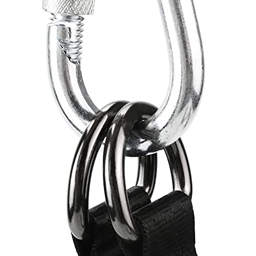 ISusser 4 PCS Black Tree Swing Straps Hanging Kit with 4 Carabiners, 24cm / 9.4inches Length Tree Swing Hanging Kit Holds 220 lbs Perfect for Tree Swing Hammocks