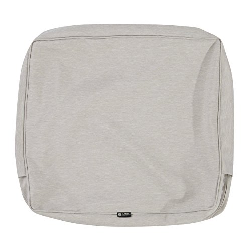 Classic Accessories Montlake FadeSafe Water-Resistant 25 x 22 x 4 Inch Outdoor Back Cushion Slip Cover, Patio Furniture Cushion Cover, Heather Grey, Patio Furniture Cushion Covers