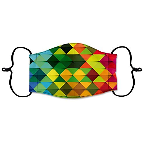PENATE Kids'Geometric Print Breathable Face Bandanas Reusable&Washable Cotton Protect Yourself Facemasks with Adjustable Earloop