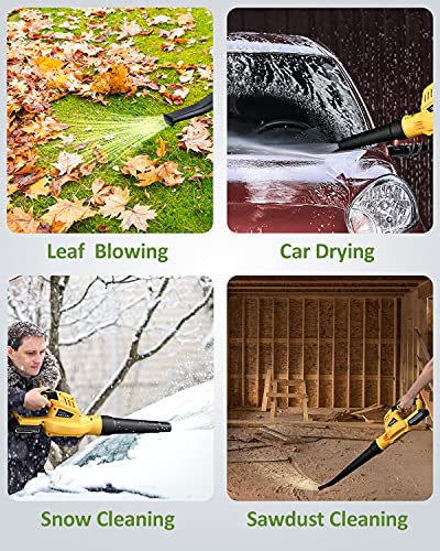 OMOTE Cordless Leaf Blower with Battery & Charger, Low Noise, Lightweight, Easy One-Button Control, Battery Powered, 177 CFM for Blowing Leaves, Lawn Care, Dust & Other Debris